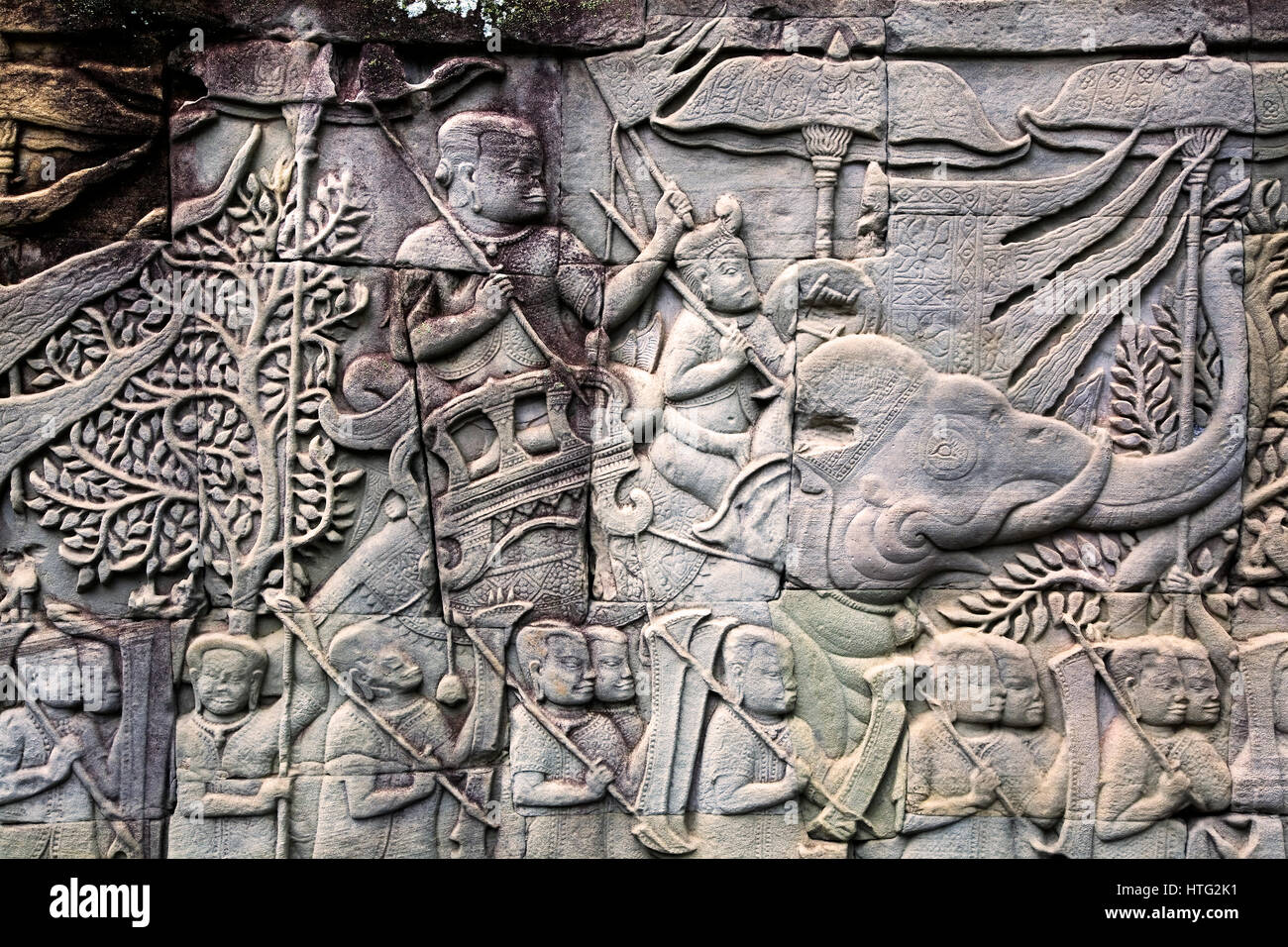 Khmer army bas-relief. Angkor Thom temple. Angkor temples. Cambodia ...