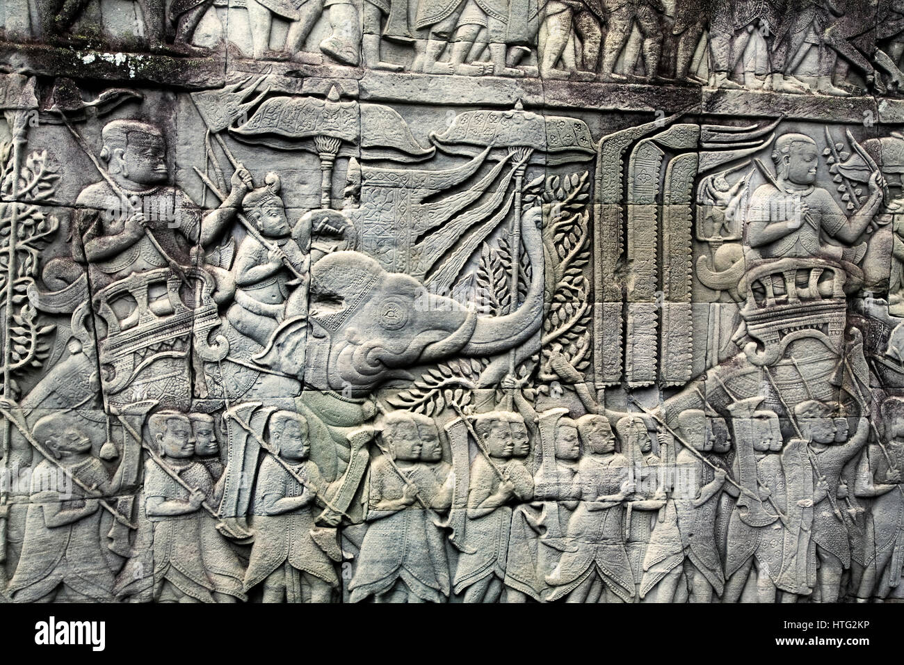 Khmer army bas-relief. Angkor Thom temple. Angkor temples. Cambodia ...