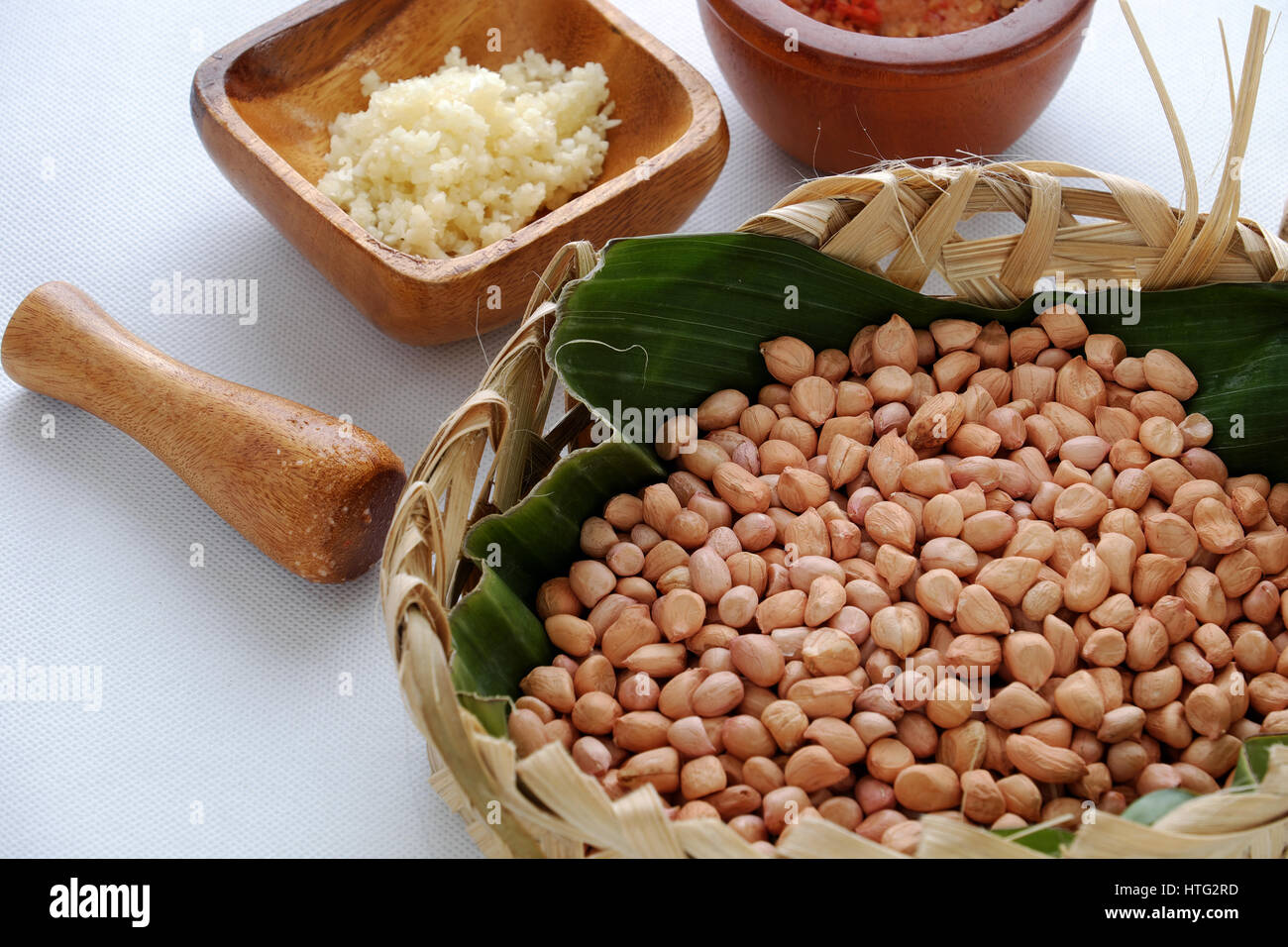 Vietnamese snack food, roasted peanut with red hot pepper, garlic, salt ...