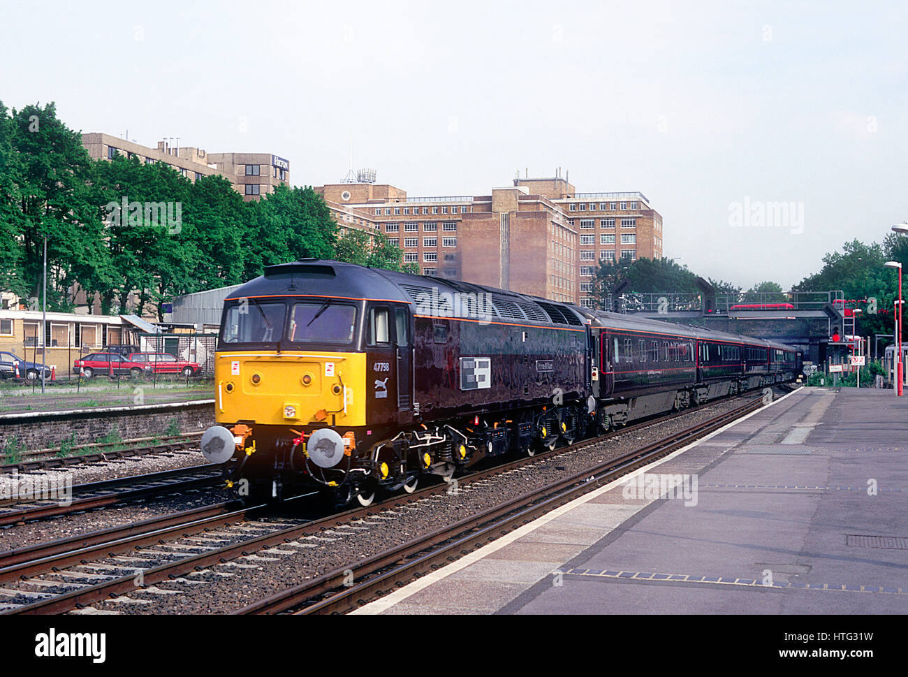 A class 47 locomotive No. 47798 works the Royal Train through ...