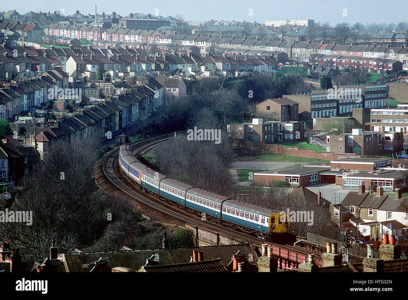 A pair of class 415 4EPBs heads west with a NSE North Kent service at ...