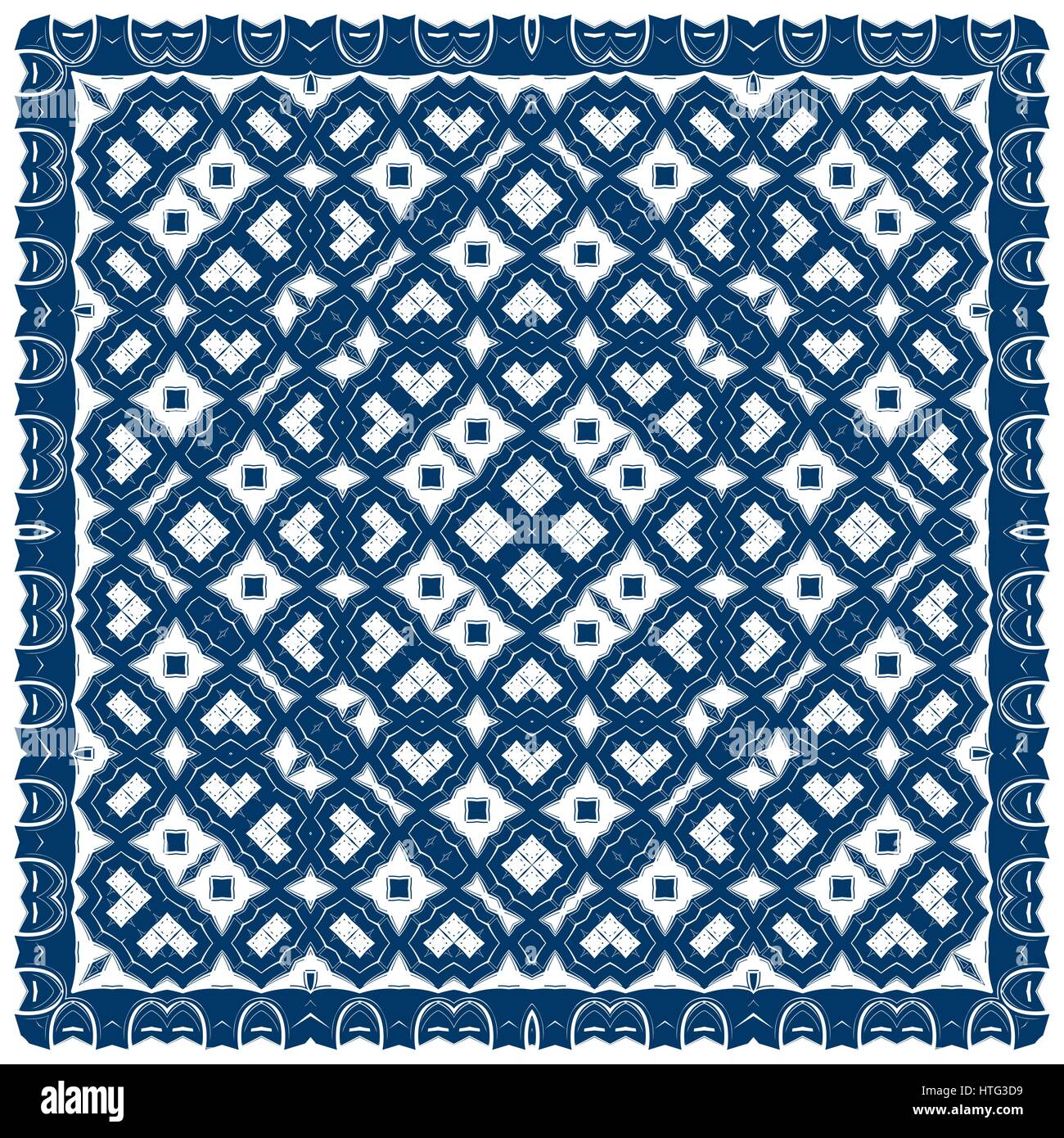 Creative carpet pattern. Vector illustration. Blue color ornate design ...