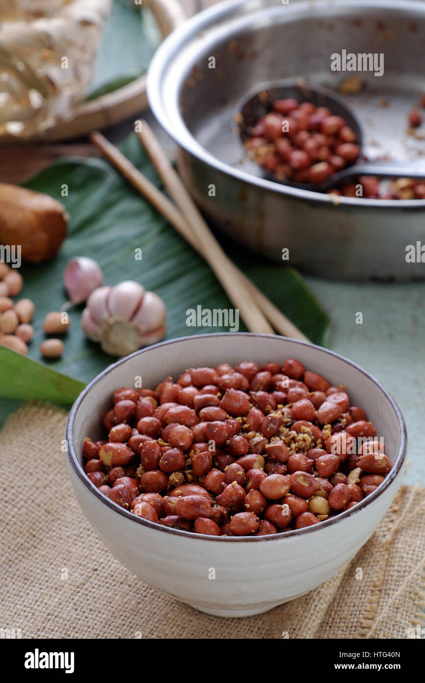 Vietnamese snack food, roasted peanut with red hot pepper, garlic, salt ...