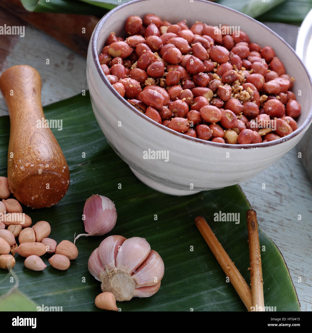 Vietnamese snack food, roasted peanut with red hot pepper, garlic, salt ...