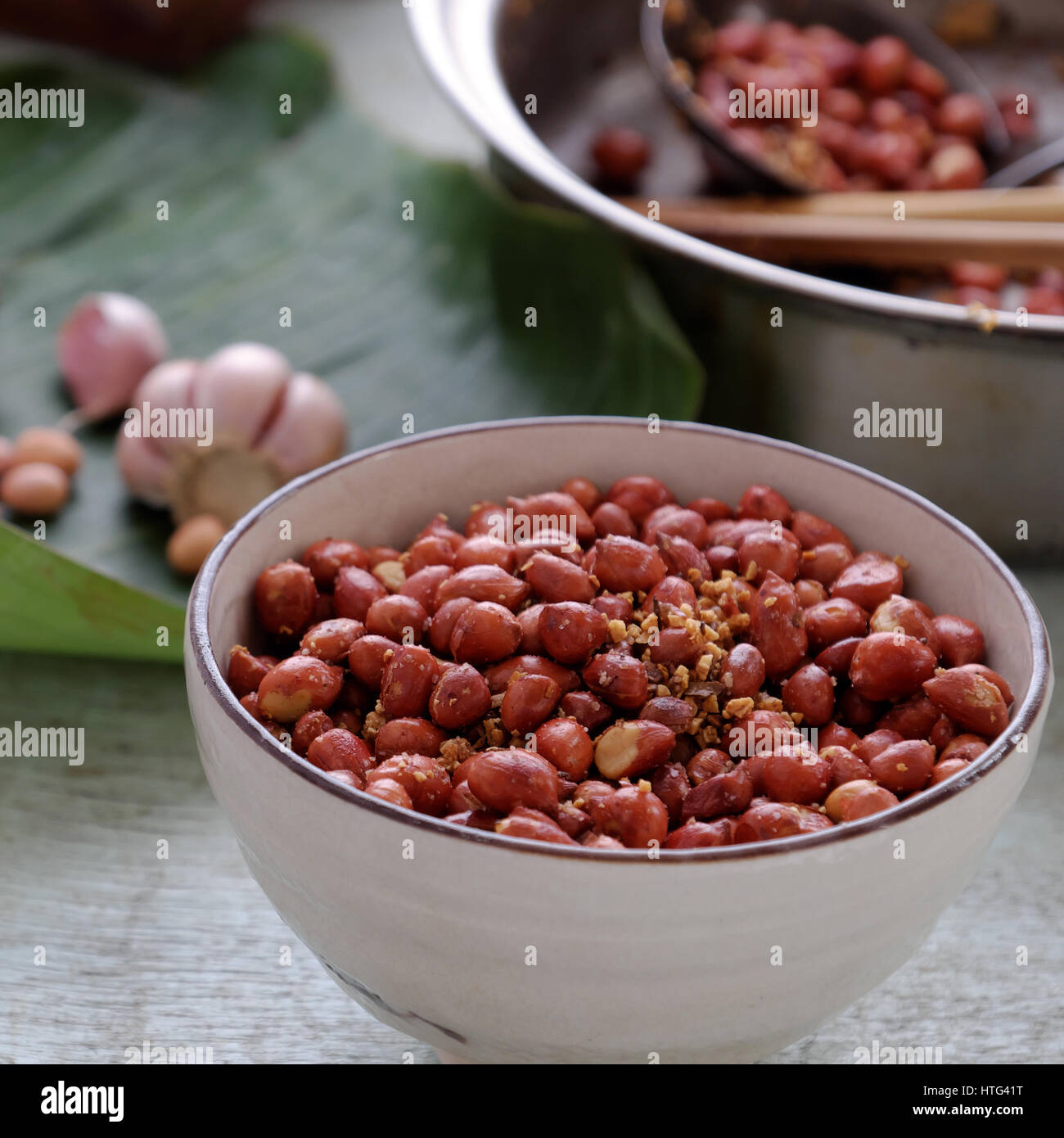 Vietnamese snack food, roasted peanut with red hot pepper, garlic, salt ...
