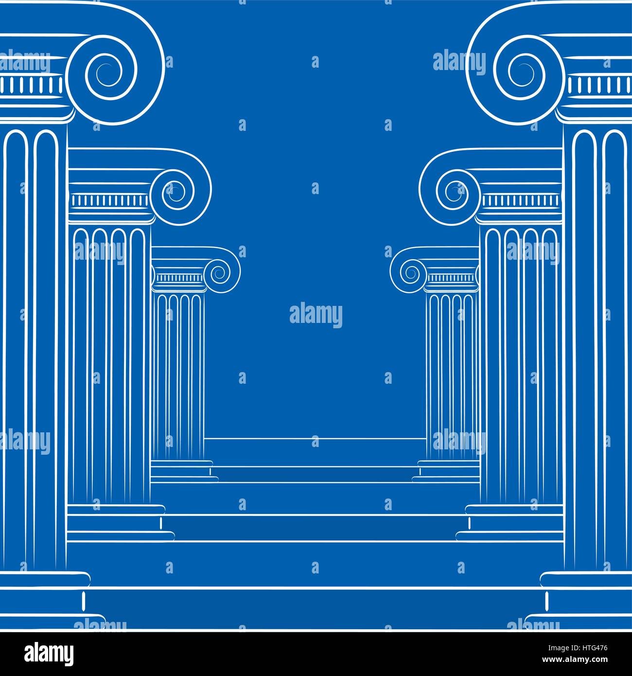 Abstract line drawing of Greek columns and stairs in vector format ...