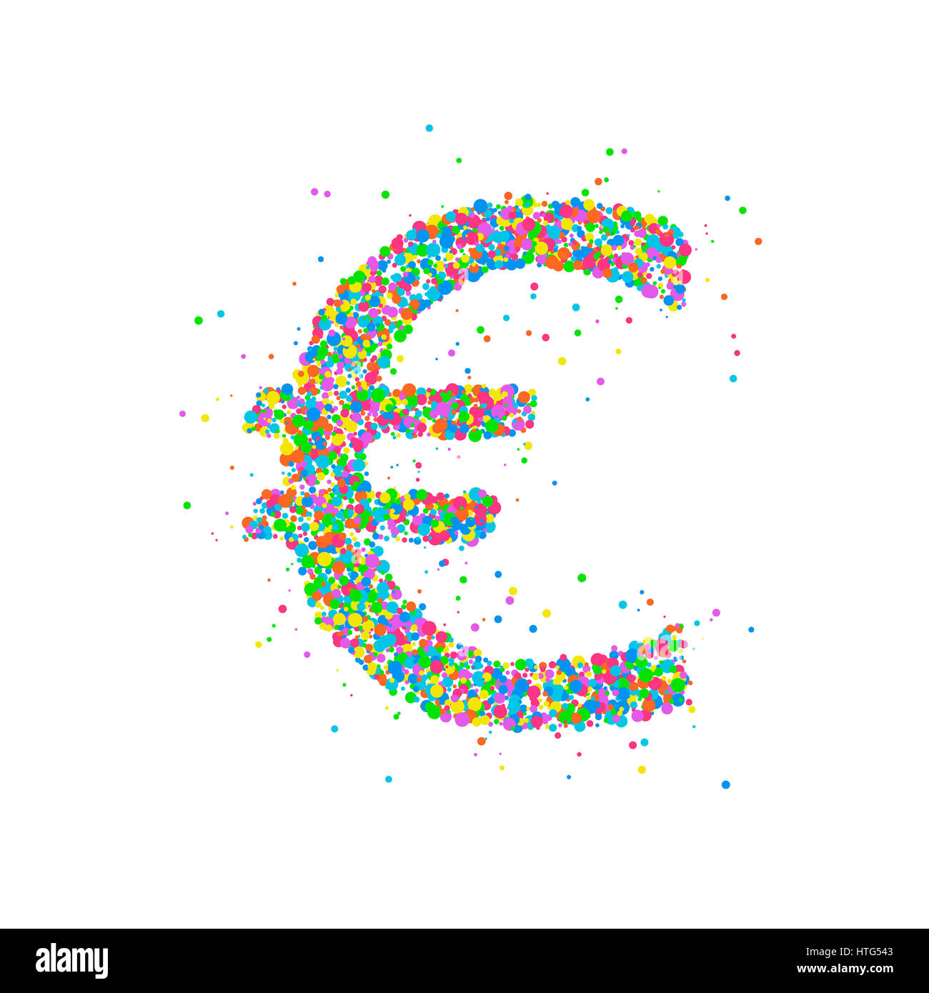 Abstract drawing of euro currency from multi-colored circles. Photo ...
