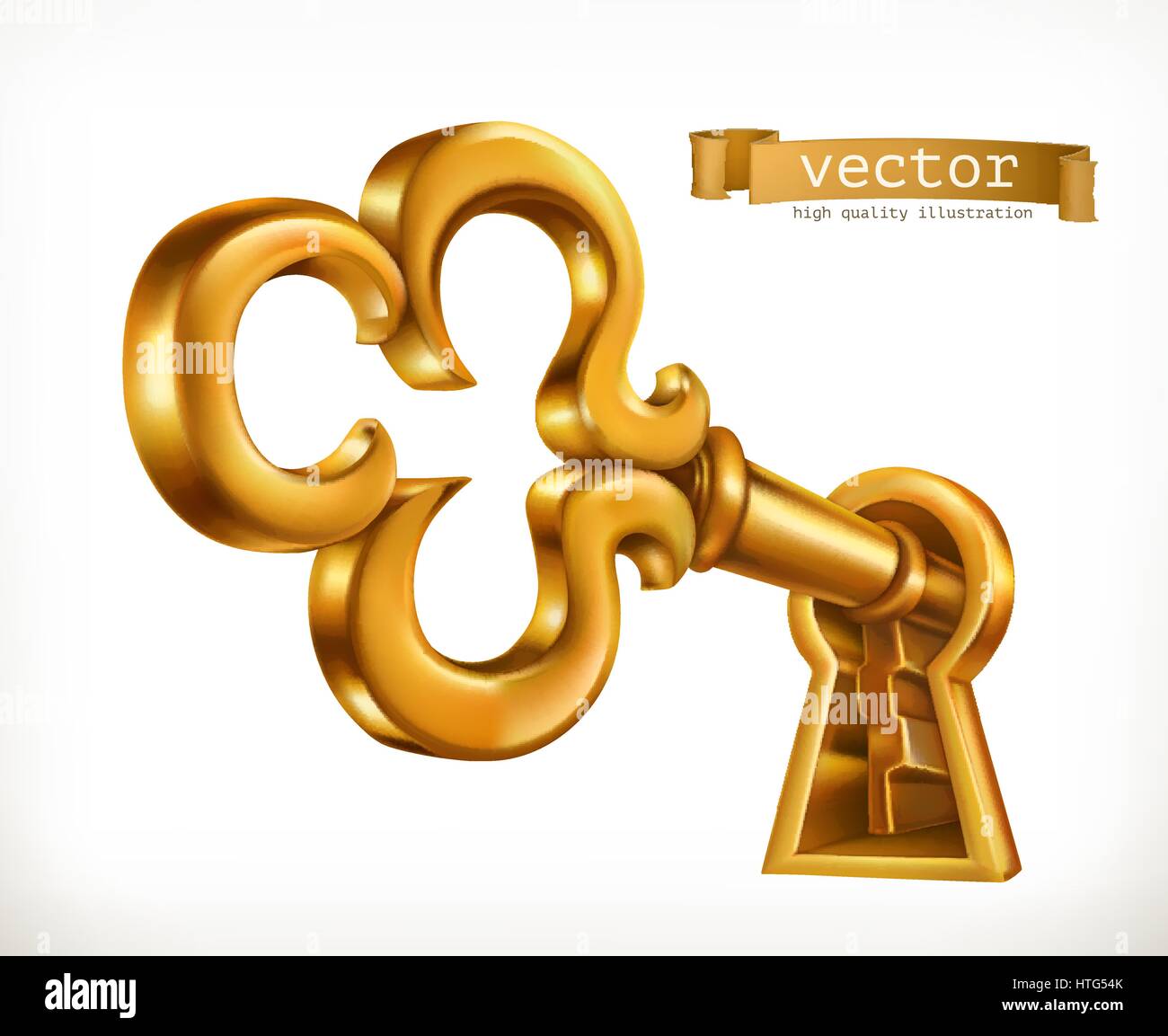 Vector golden key in Stock Vector Images - Alamy