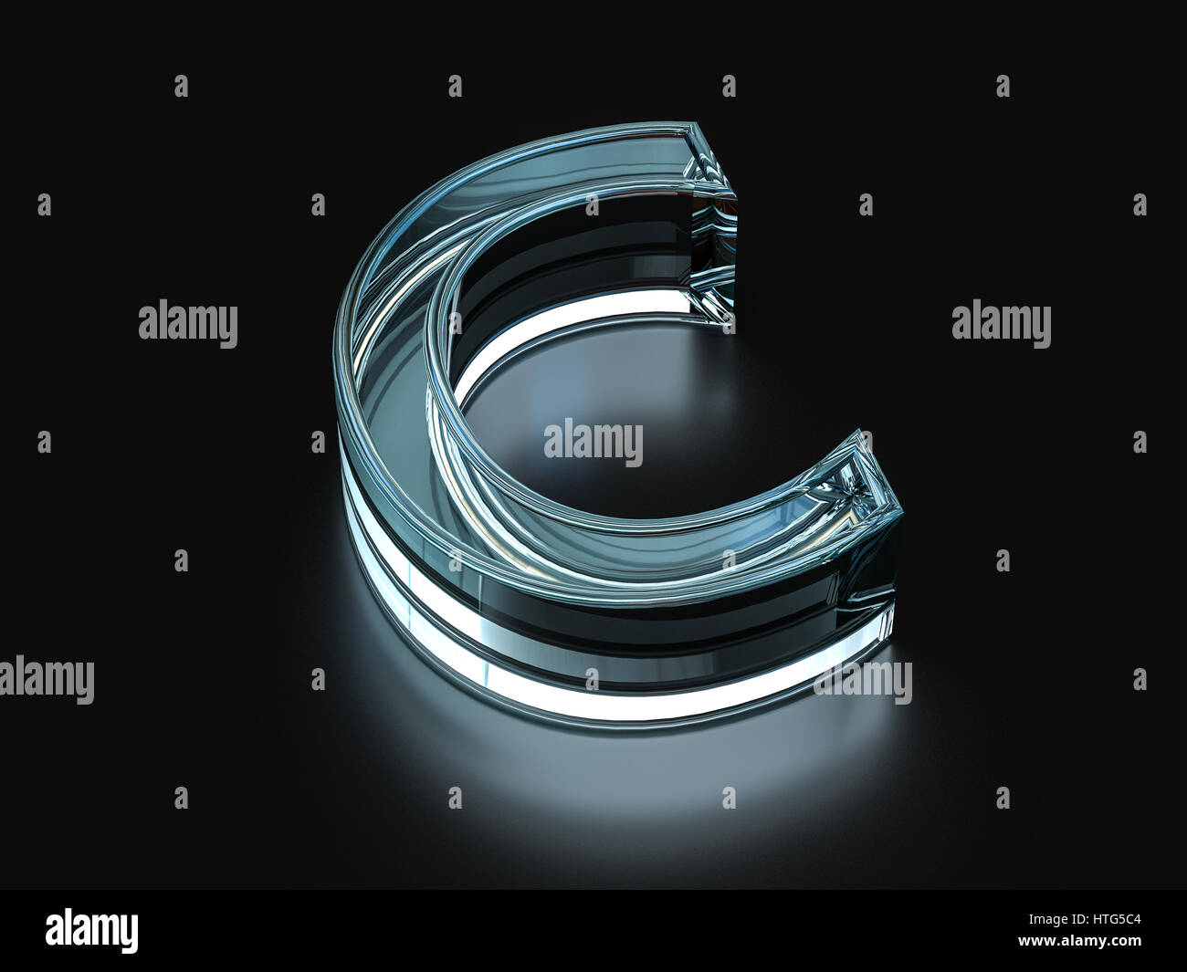 Glass letter C on a black background. 3D illustration Stock Photo - Alamy