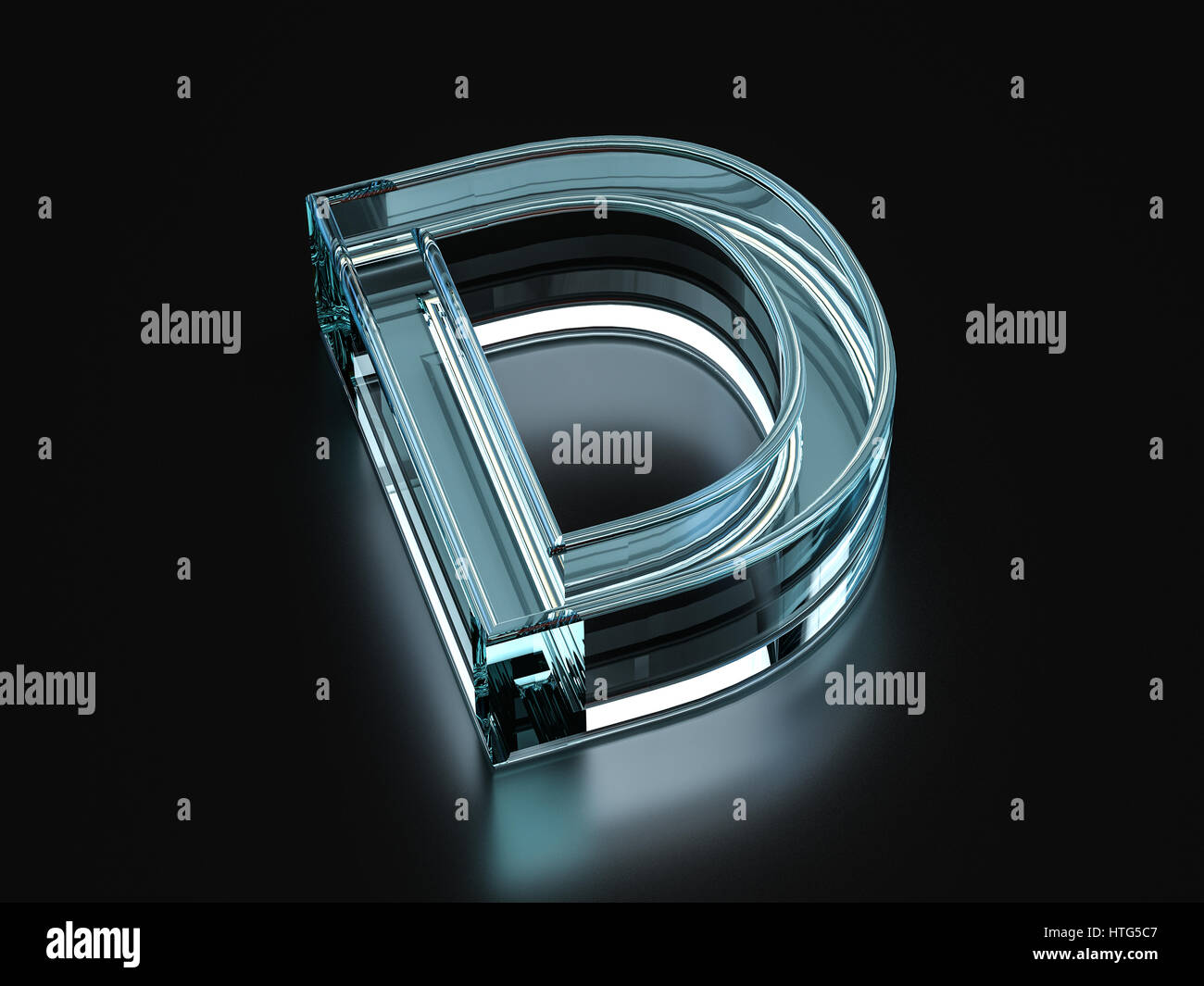 Glass letter D on a black background. 3D illustration Stock Photo - Alamy