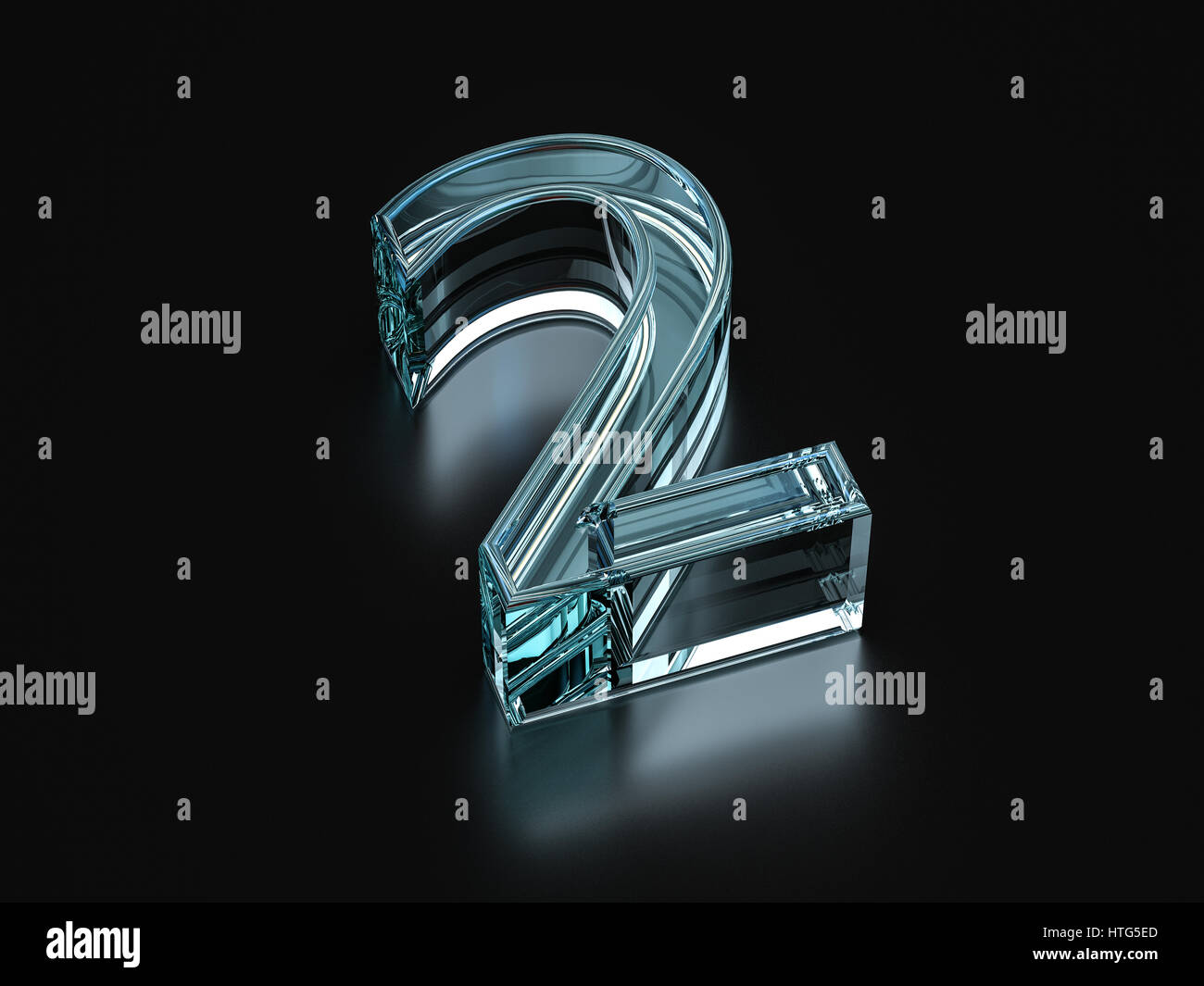 Glass number 2 on a black background. 3D illustration Stock Photo - Alamy