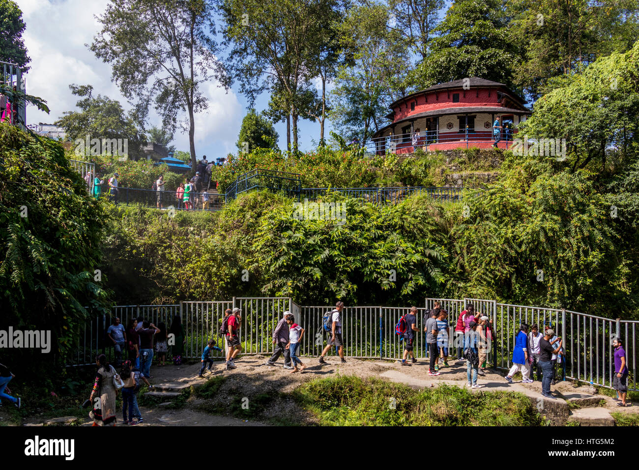 Visitors and tourist going to the Davi's falls in Pokhara in Nepal ...