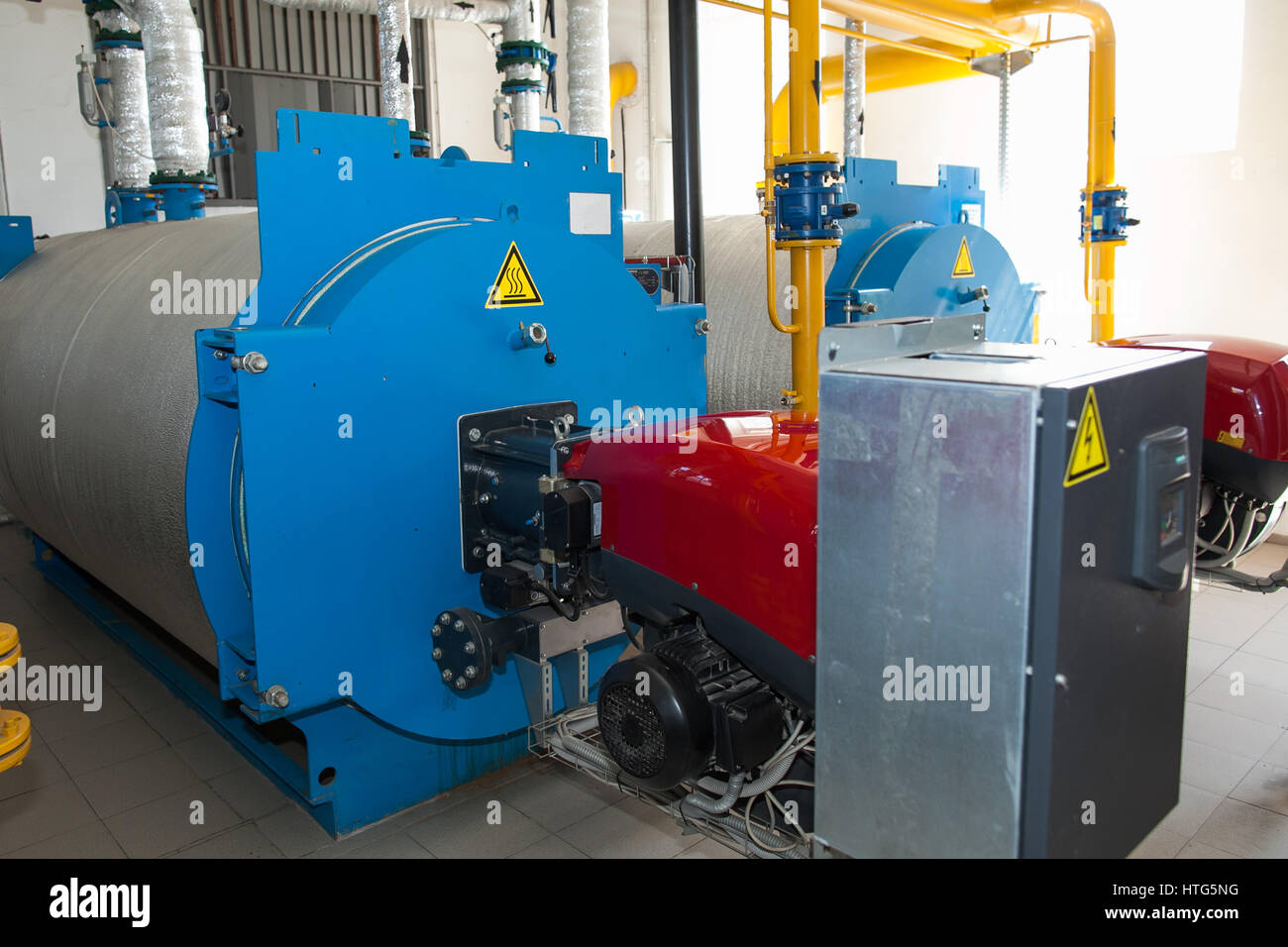 Modern boiler room equipment- high power boiler burner. Boiler room ...