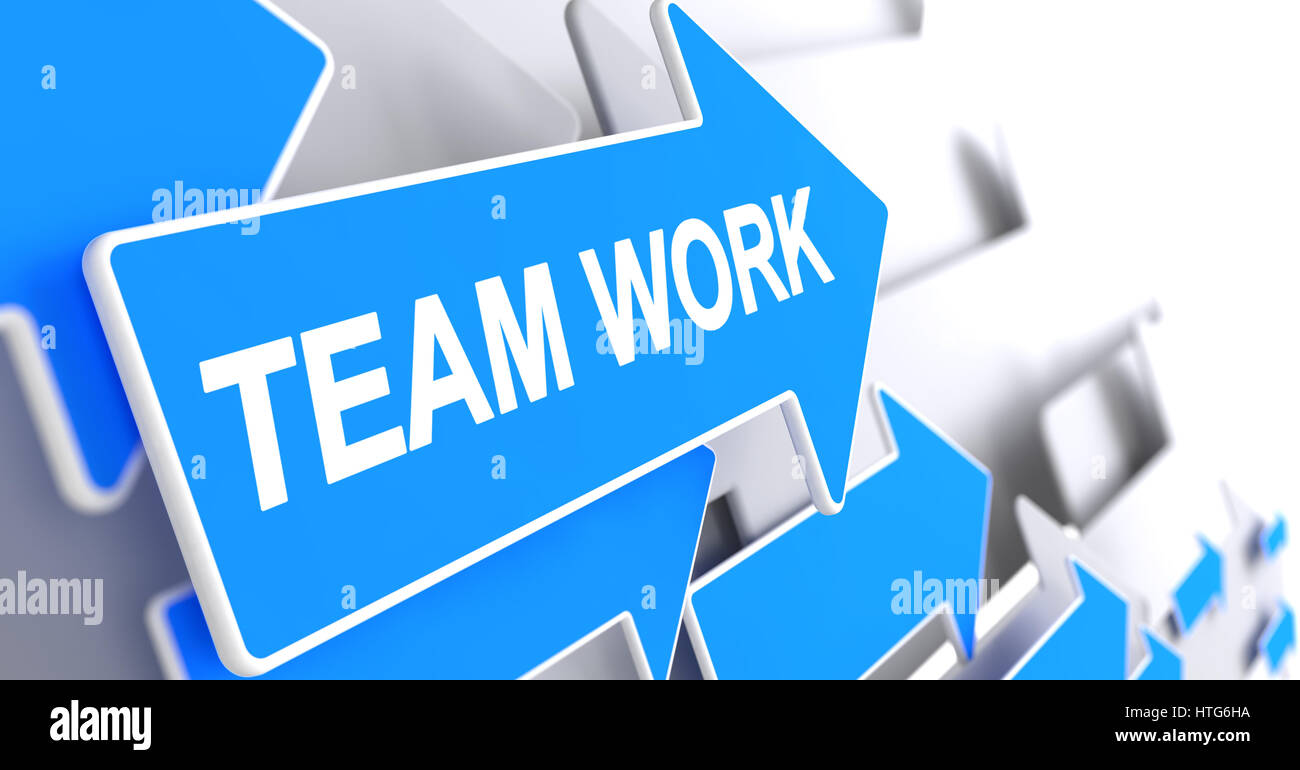Team Work, Label on Blue Pointer. Team Work - Blue Pointer with a ...