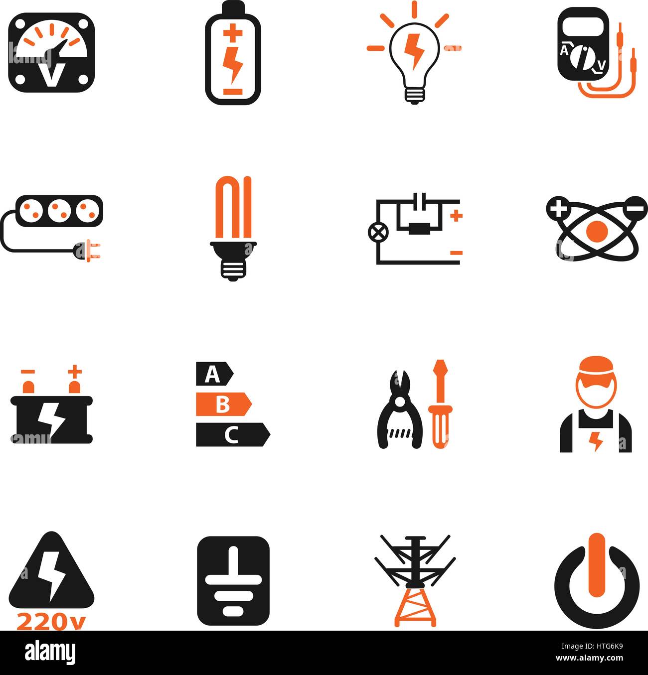 electricity web icons for user interface design Stock Vector Image ...
