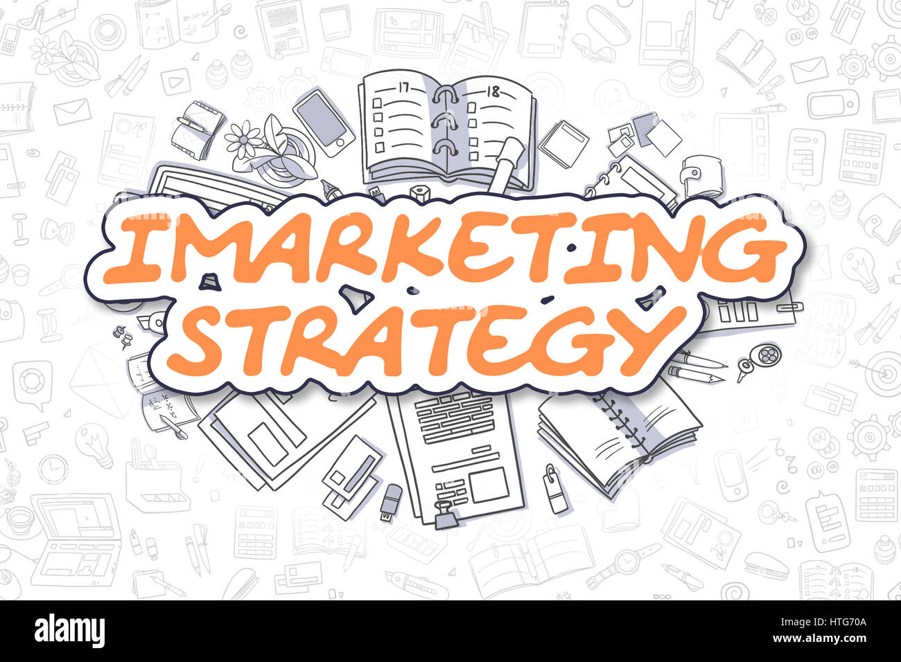 Imarketing Strategy - Hand Drawn Business Illustration with Business ...