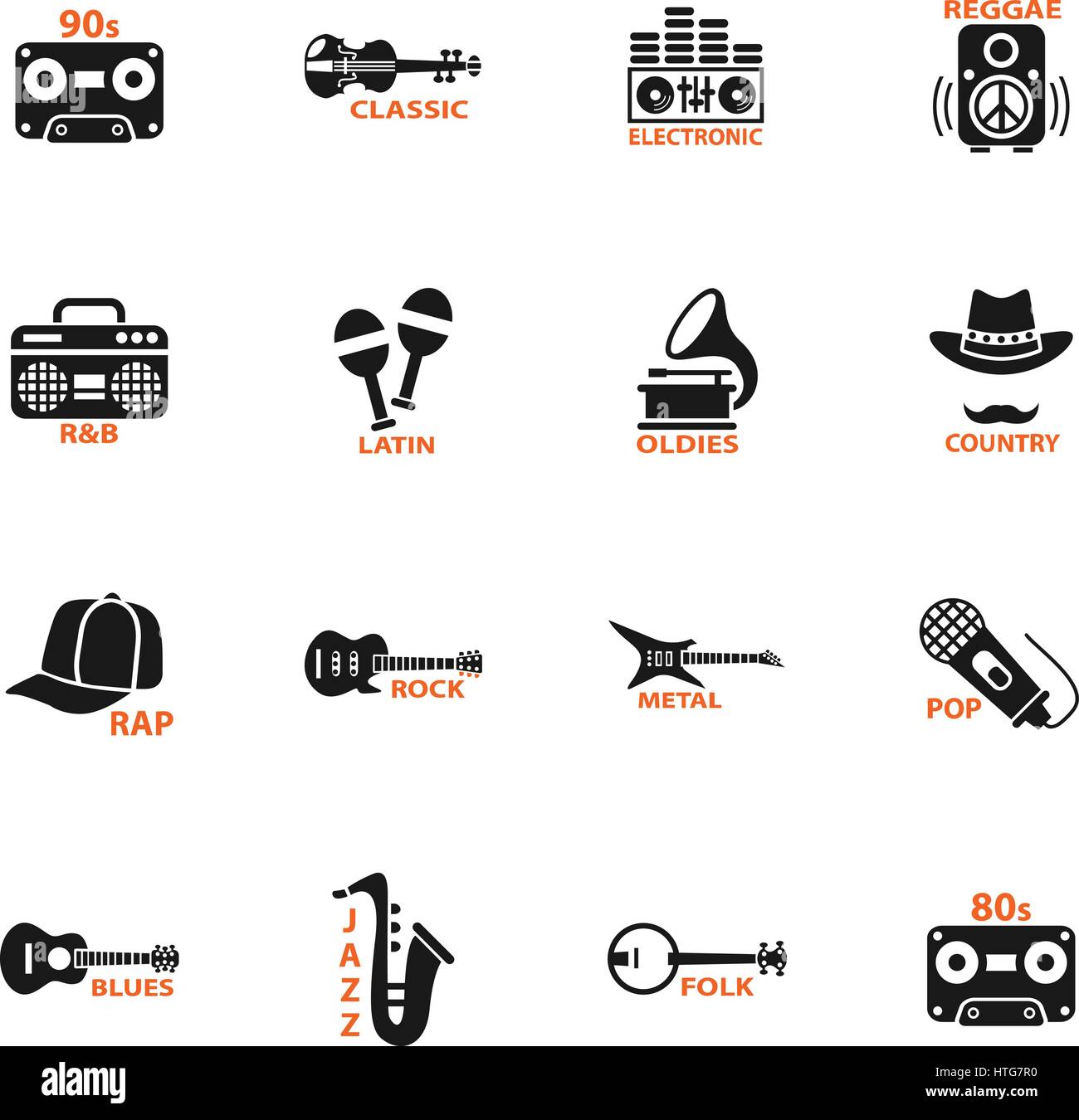 musical genre web icons for user interface design Stock Vector Image ...