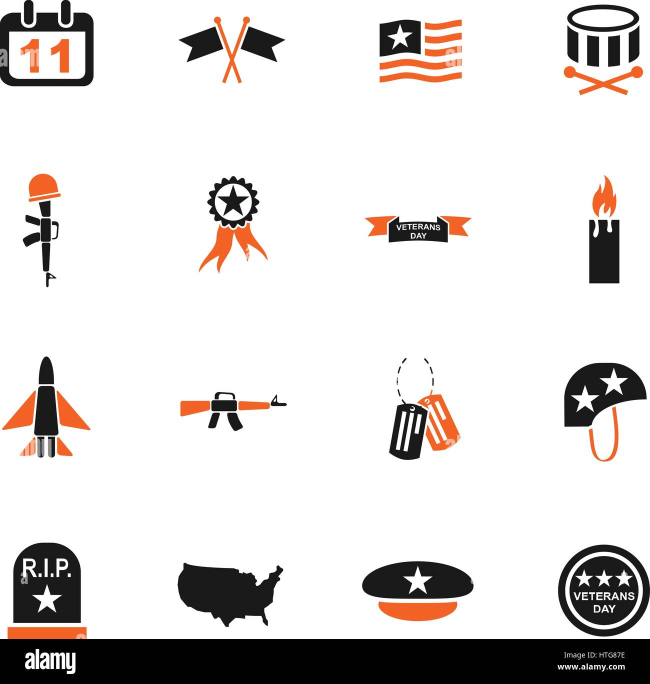 veterans day web icons for user interface design Stock Vector Image ...