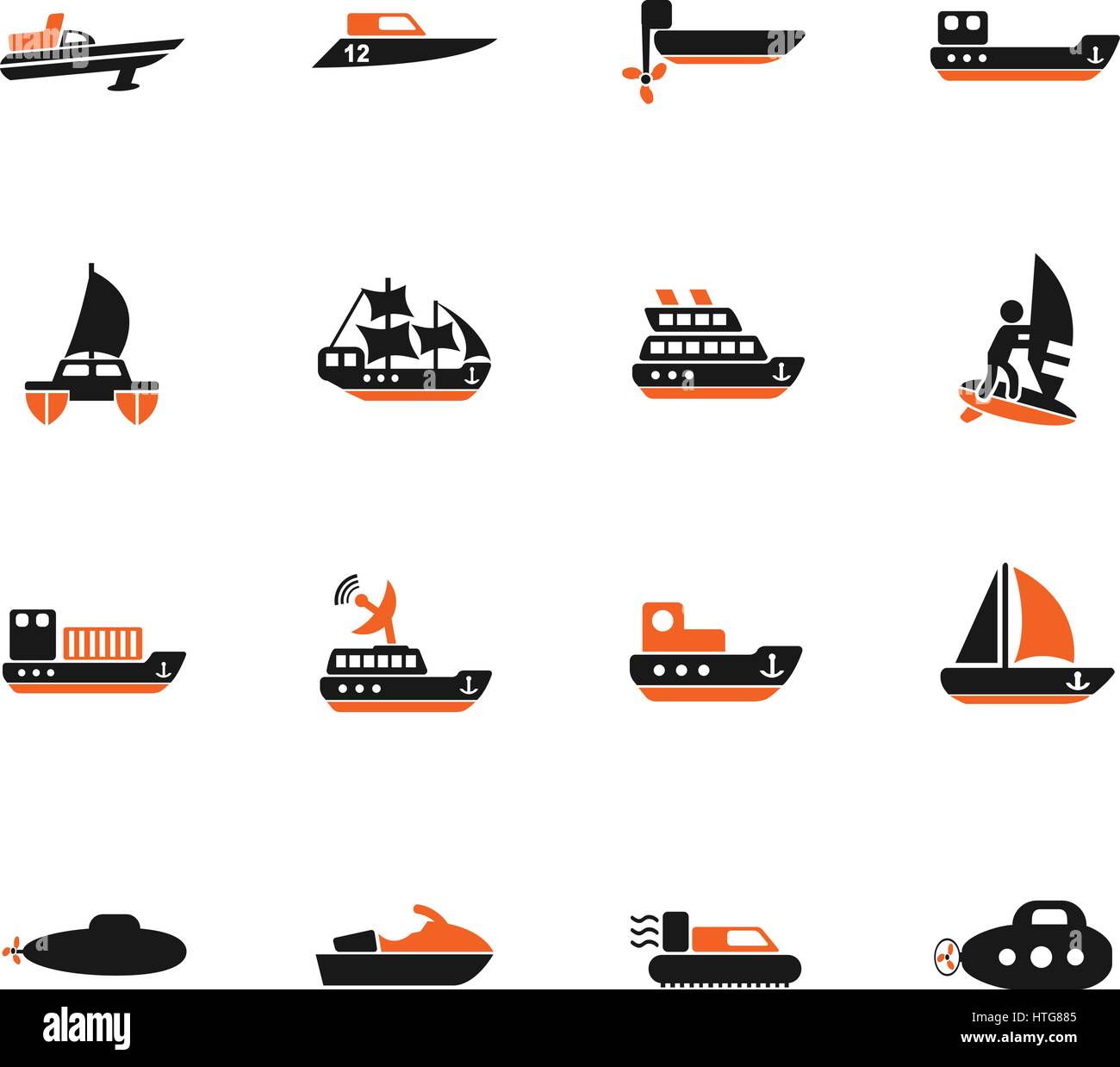 water transport web icons for user interface design Stock Vector Image ...