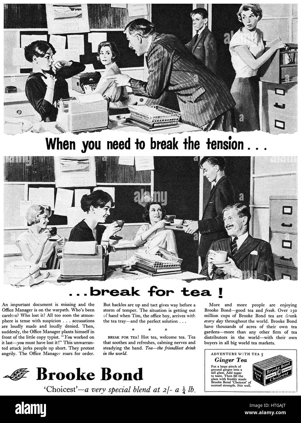 1959 British advertisement for Brooke Bond Tea Stock Photo - Alamy