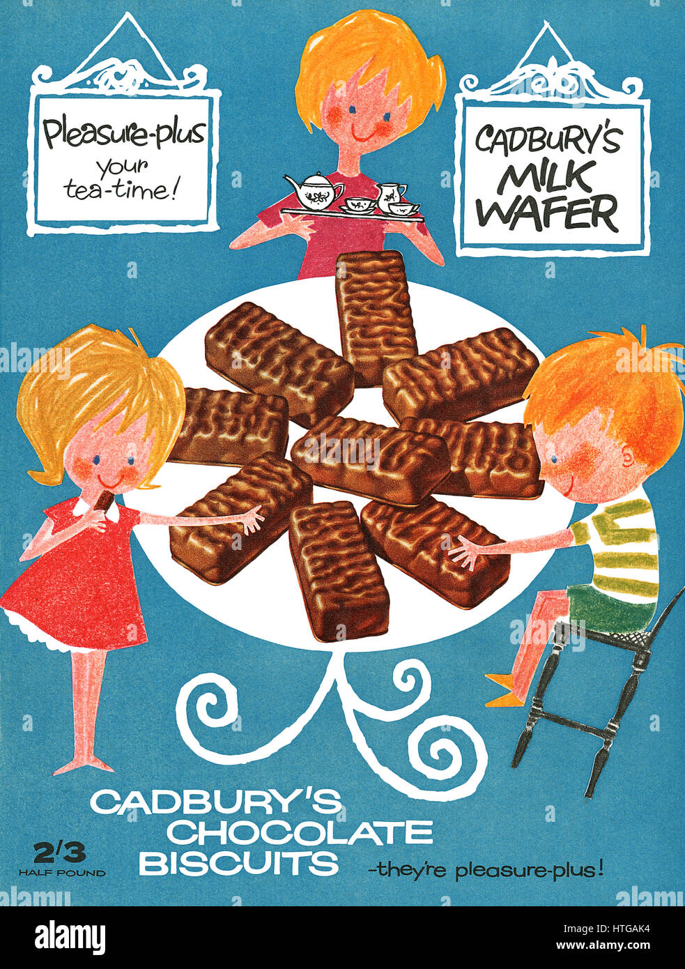 1959 British advertisement for Cadbury's Milk Wafer chocolate biscuits ...