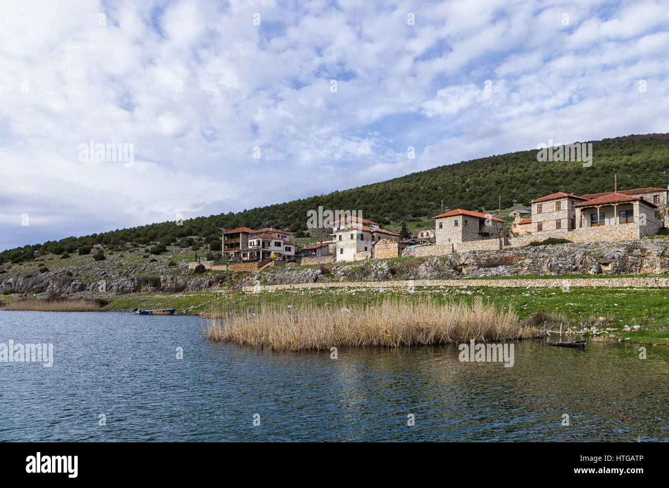 Psarades village in Big Prespa lake, Florina Greece Stock Photo - Alamy