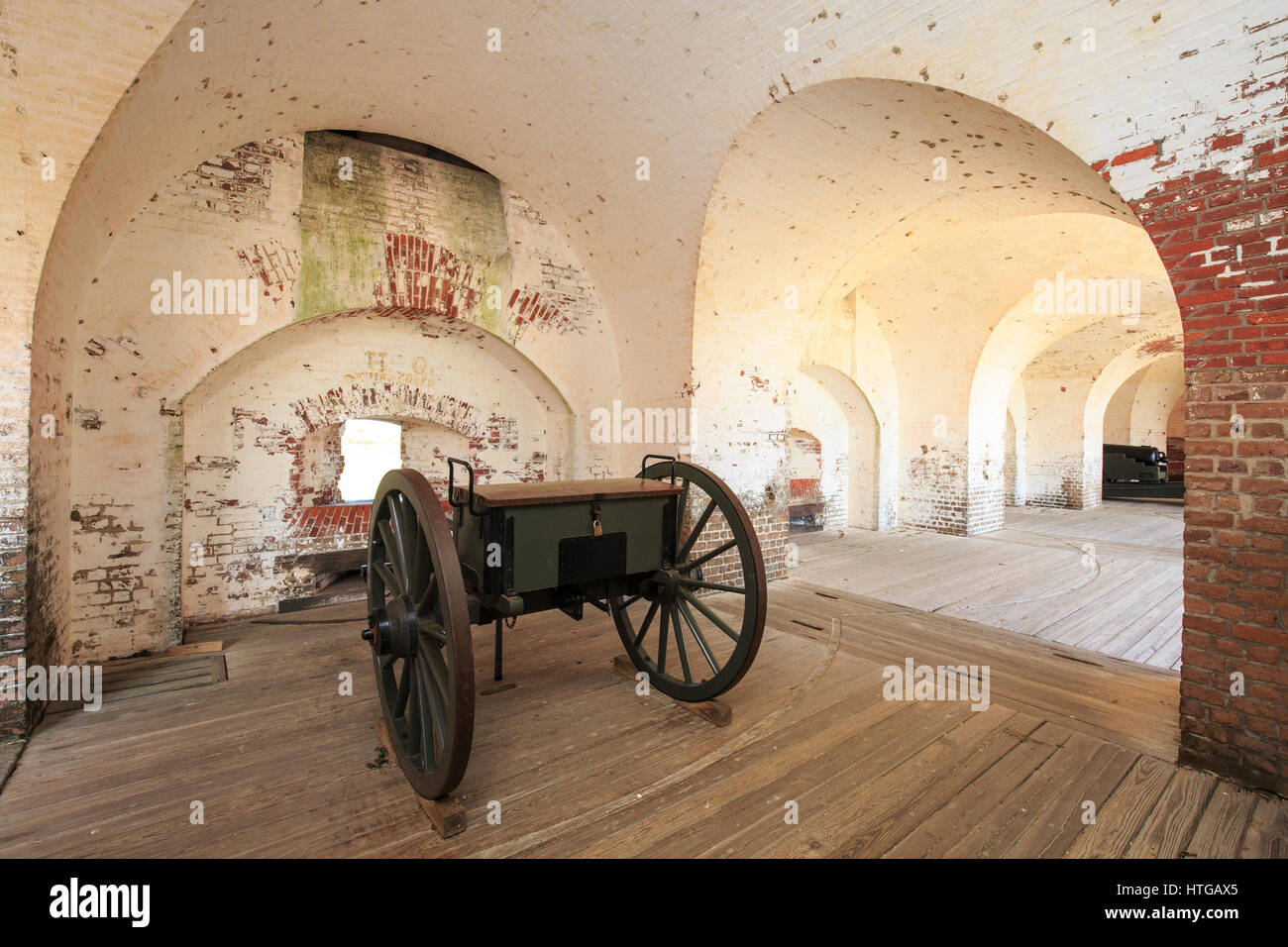 Field cart to support cannons on display at Fort Pulaski National ...