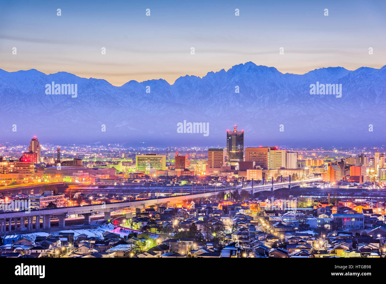 Toyama, Japan city skyline Stock Photo - Alamy