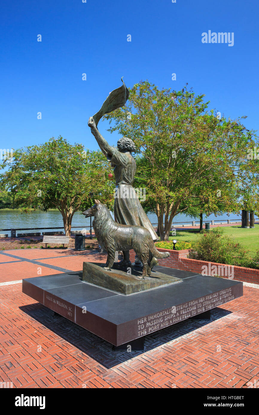 Statue of Florence Martus, also known as Waving Girl, in downtown ...