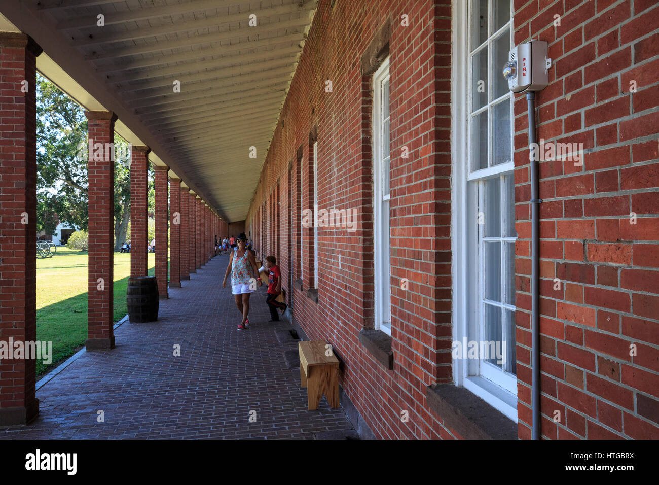 Sheltered walkway along the inside of Fort Pulaski National Monument ...