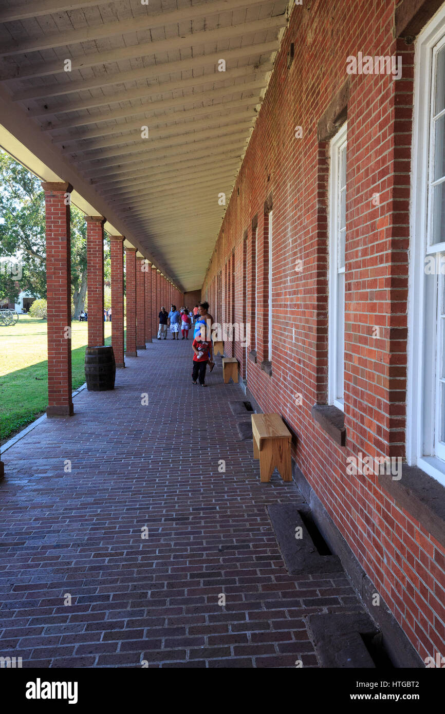 Sheltered walkway along the inside of Fort Pulaski National Monument ...