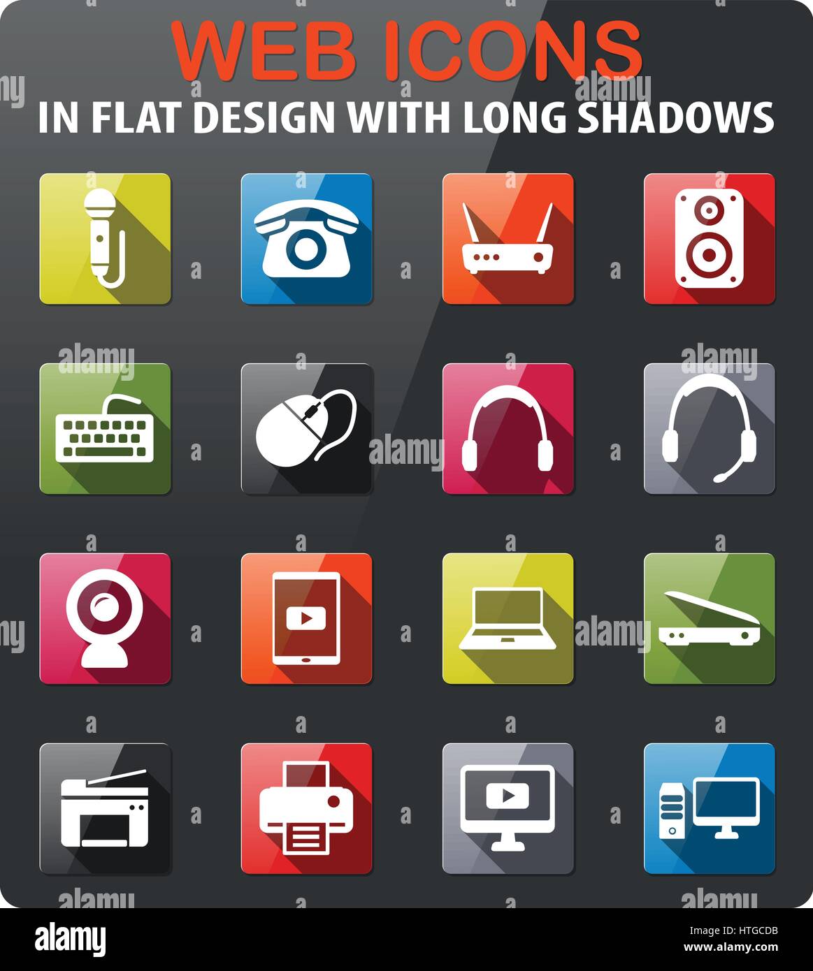 Devices icons set in flat design with long shadow Stock Vector Image ...