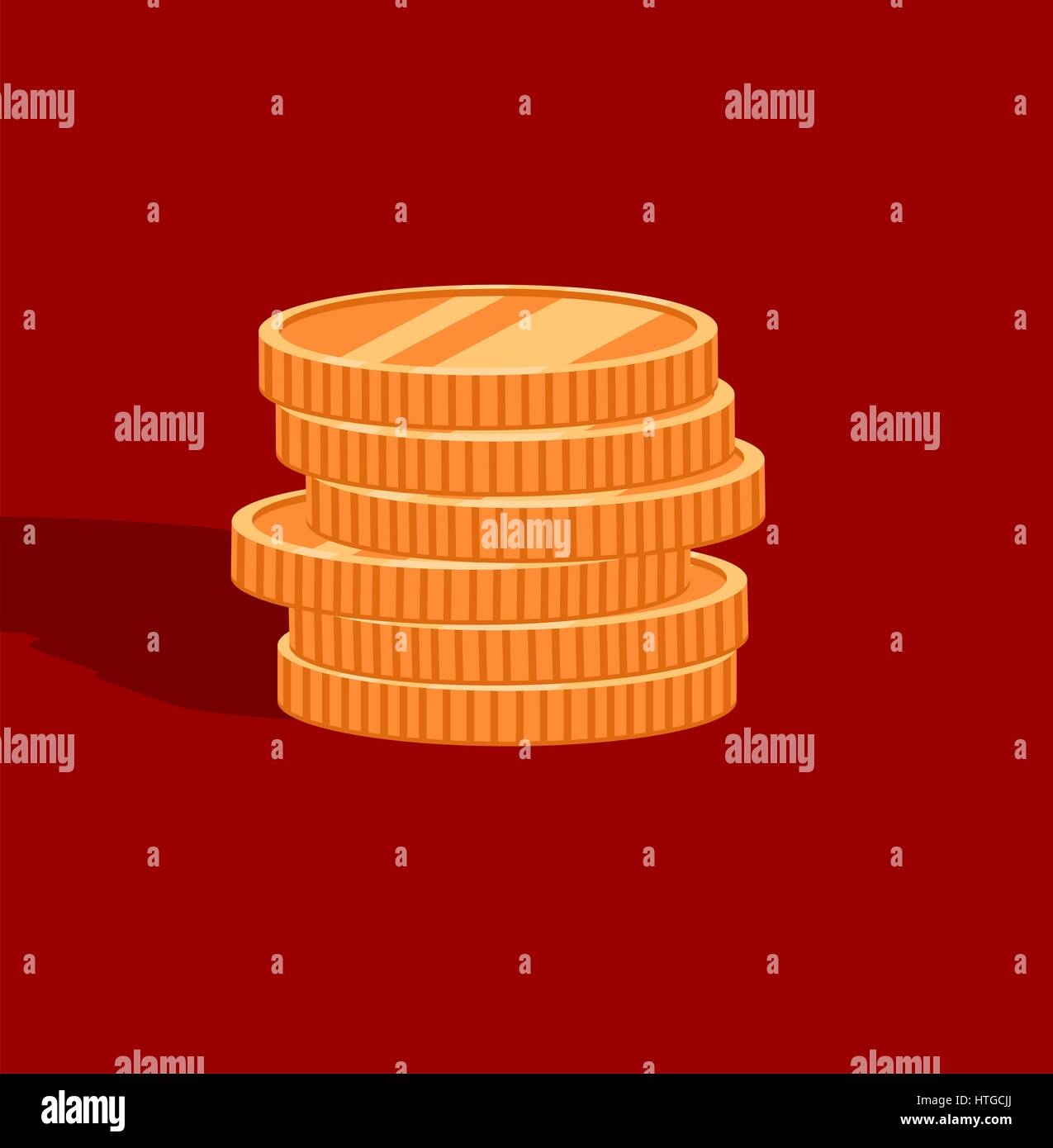 Six gold coins. Red background Stock Vector Image & Art - Alamy