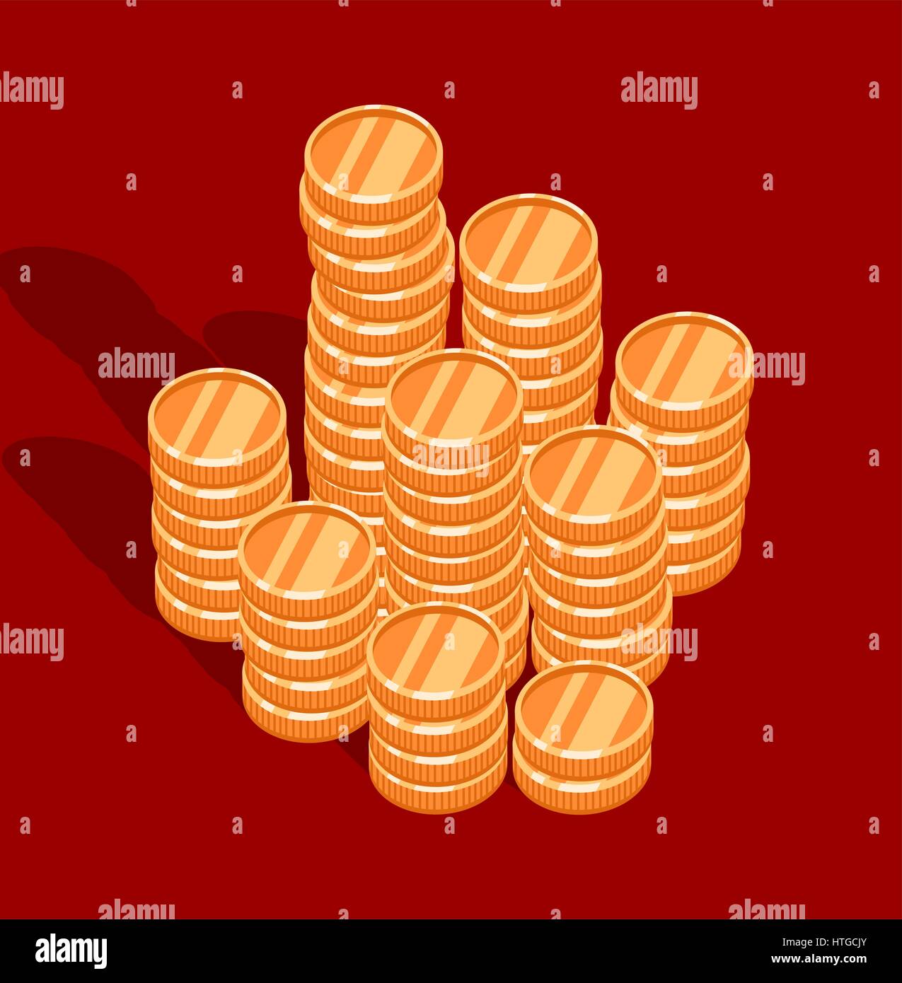 stack of gold coins. Red background Stock Vector Image & Art - Alamy