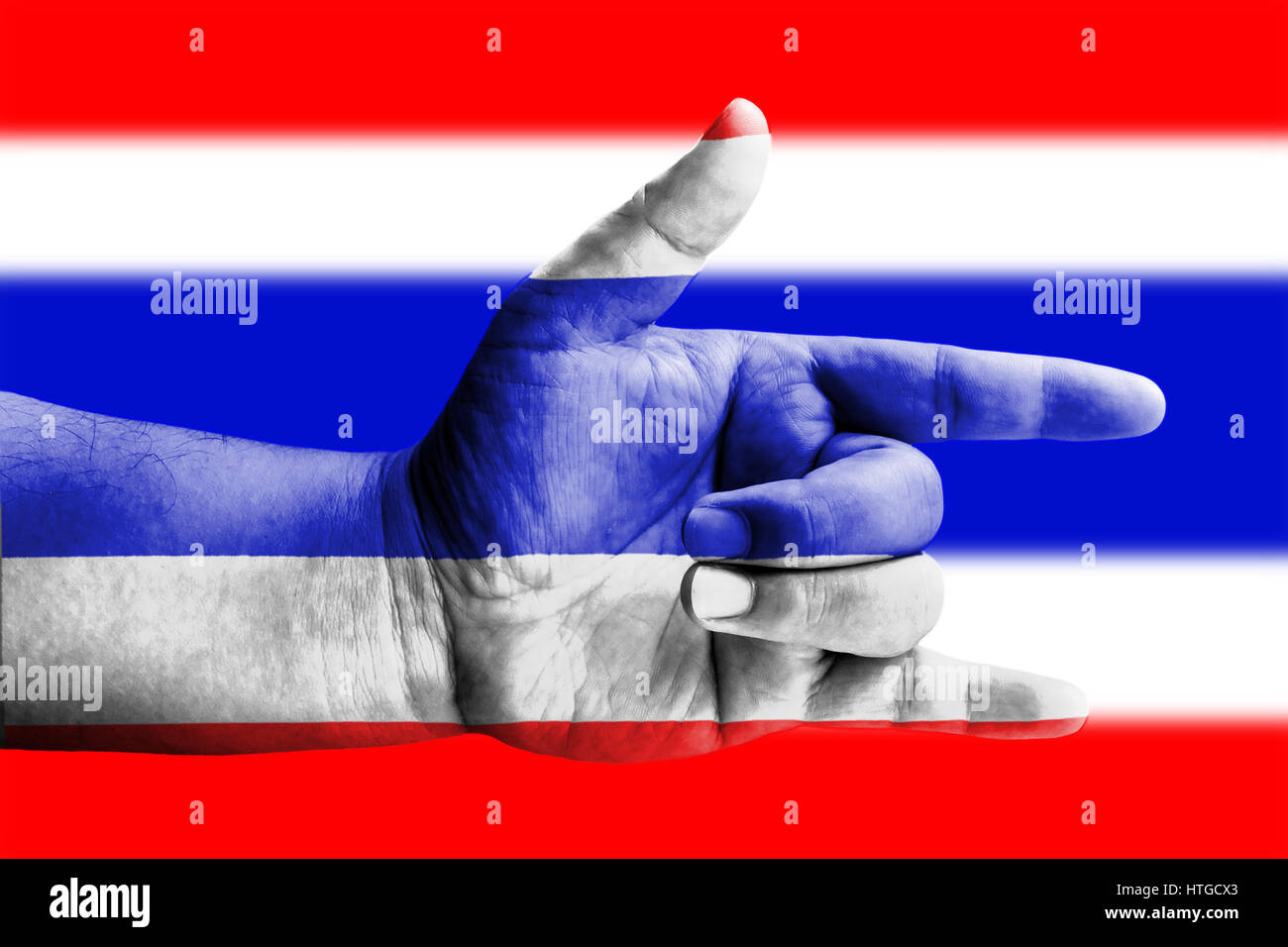 love hand symbolic on flag of Thailand Stock Photo - Alamy