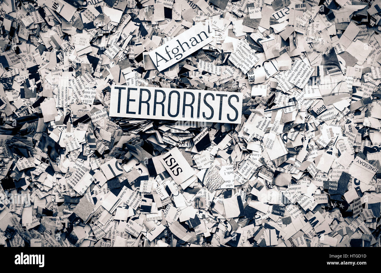 Newspaper confetti concept terrorist Stock Photo - Alamy