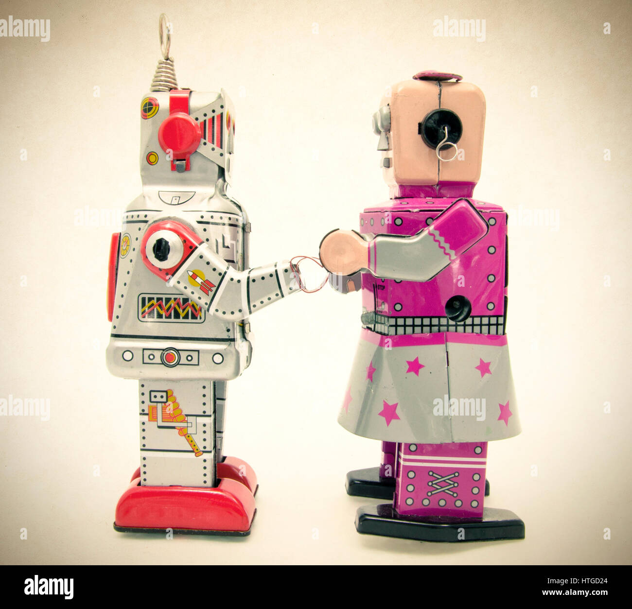 concept romatic love with vintage robot toys Stock Photo - Alamy