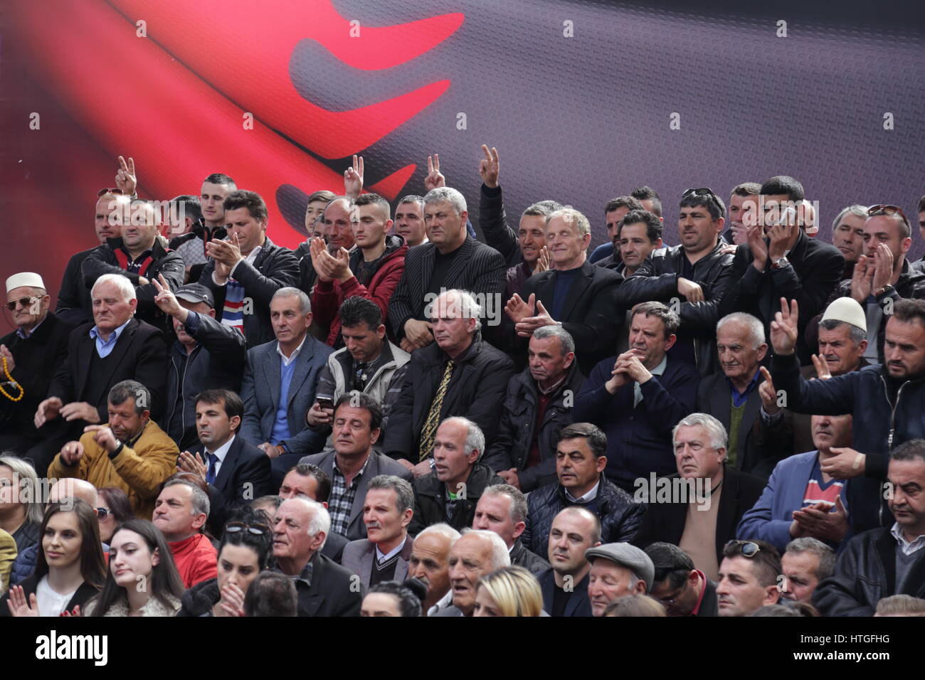 Tirana, Albania 11 March 2017. Political rally of Democratic Party of ...