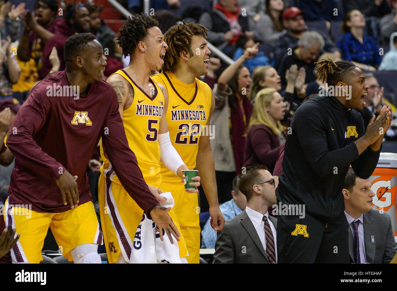 Washington, DC, USA. 11th Mar, 2017. The University of Minnesota bench ...