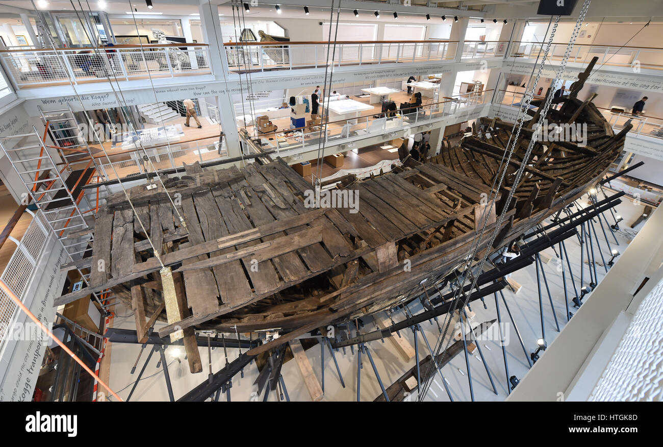 Bremen, Germany. 09th Mar, 2017. A cog built in 1380 that was ...