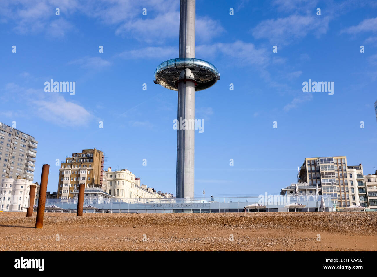 Brighton UK 15th March 2017 - The Brighton i360 rises on a beautiful ...