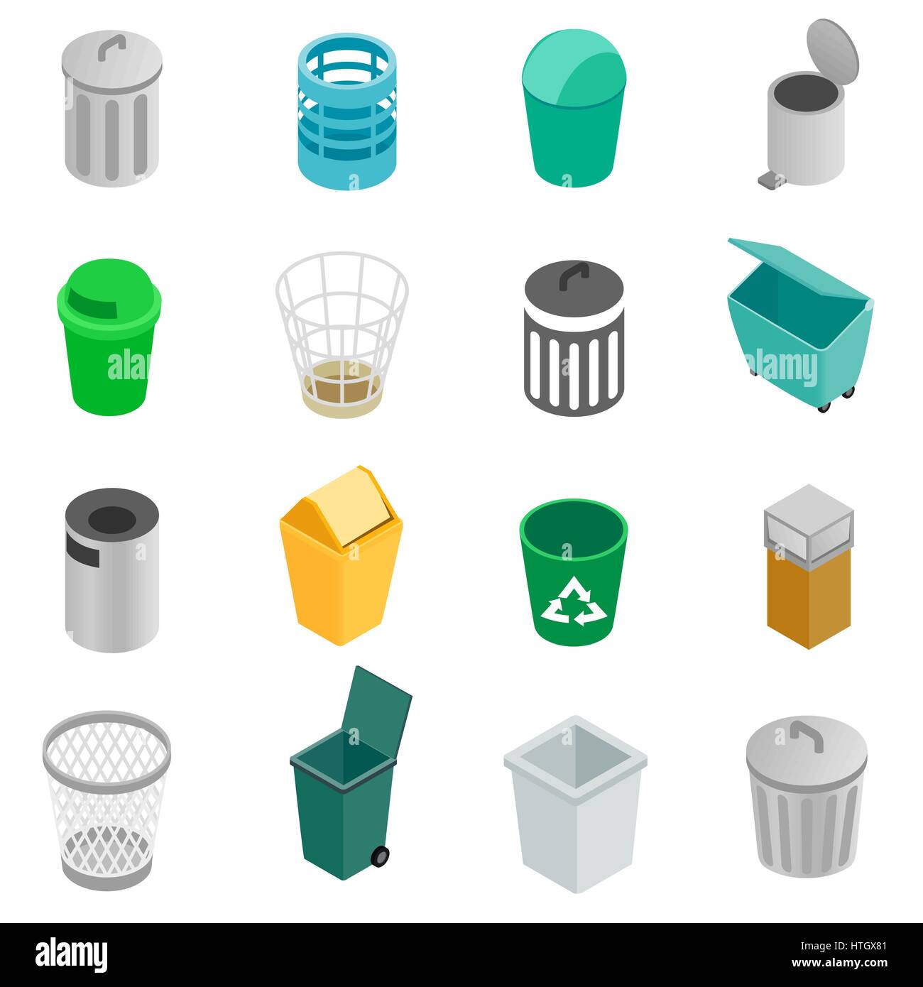 Trash can icons set, isometric 3d style Stock Vector Image & Art - Alamy