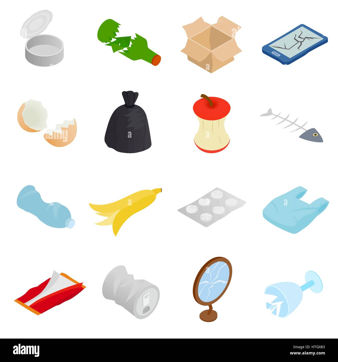 Garbage isometric icons Stock Vector Images - Alamy