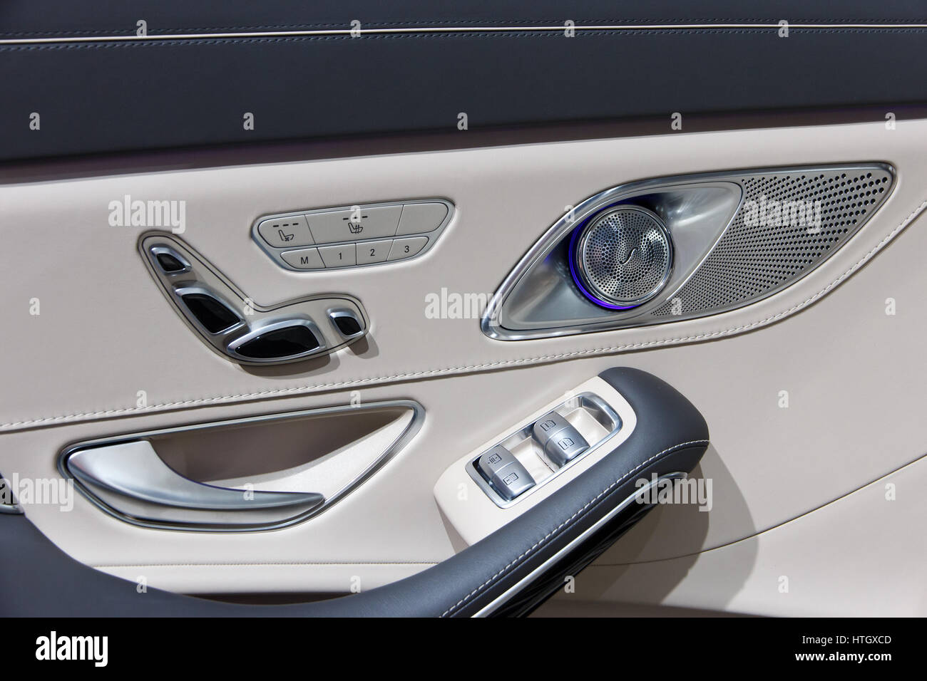 GENEVA, SWITZERLAND - MARCH 3, 2015: Mercedes-Maybach door detail at ...
