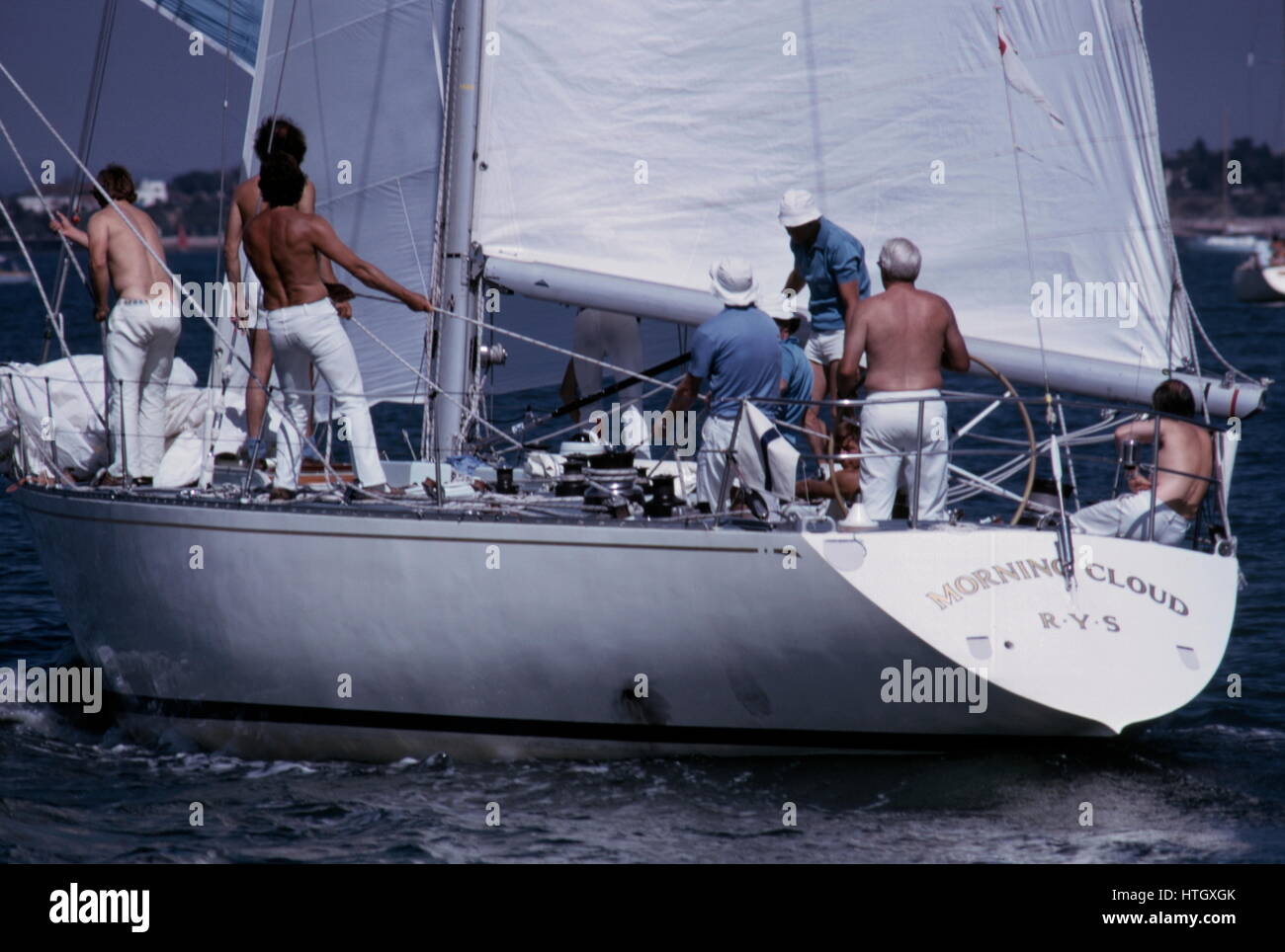 AJAXNETPHOTO. 1975. SOLENT, ENGLAND. - EDWARD HEATH AT THE WHEEL OF HIS ...