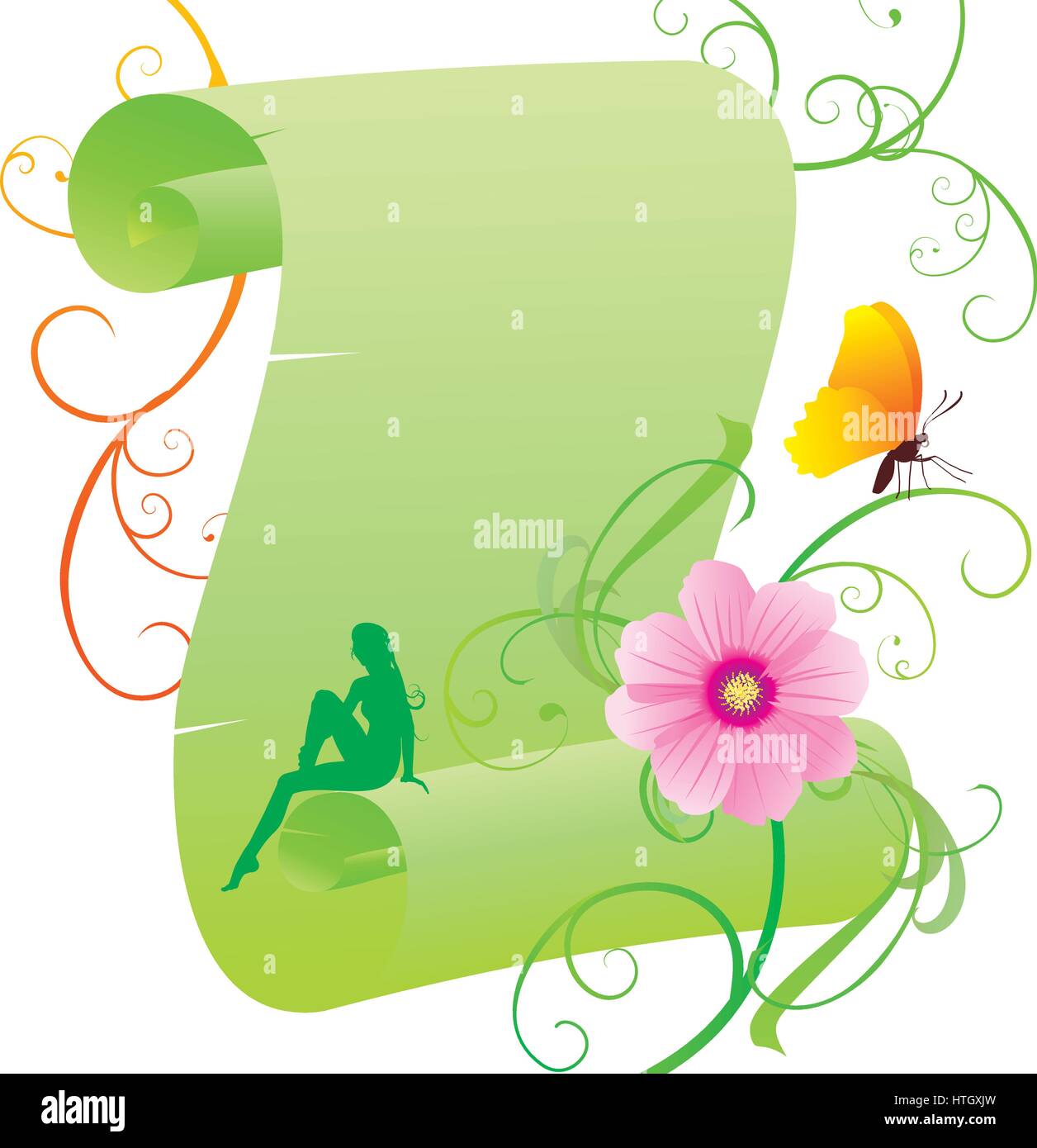 vector scroll with flowers image Stock Vector Image & Art - Alamy