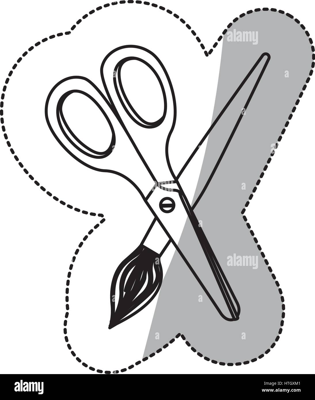contour scissor with paint brush icon Stock Vector Image & Art - Alamy