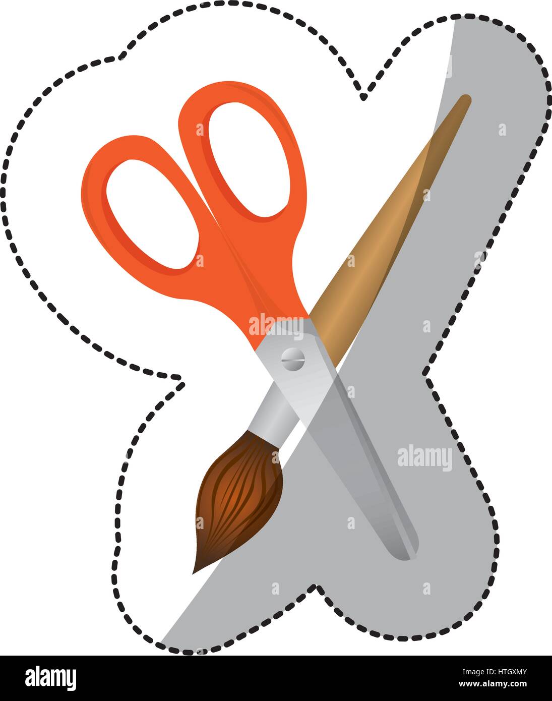 color scissor with paint brush icon Stock Vector Image & Art - Alamy