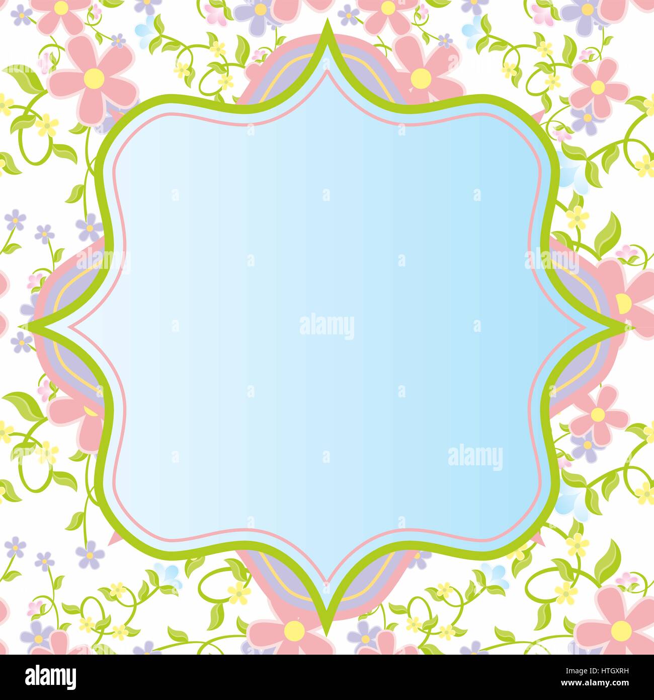 vector cartoon flowers frame with sky background Stock Vector Image ...