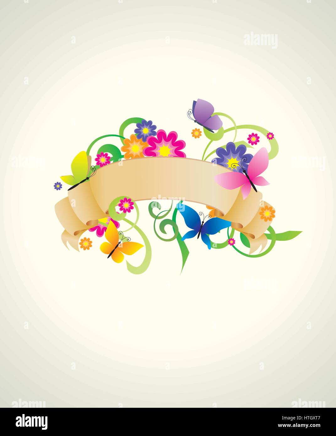 Banner design leaf flowers butterflies hi-res stock photography and ...